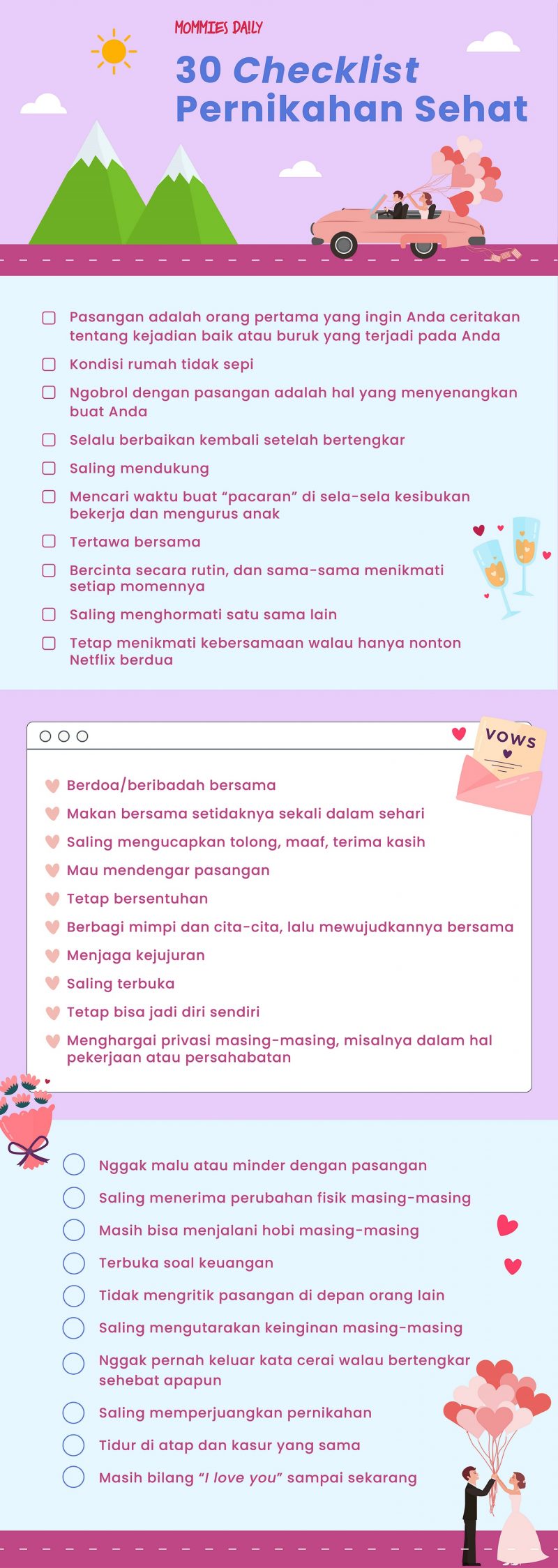 Infografik: 30 Checklist Pernikahan Sehat - Mommies Daily
